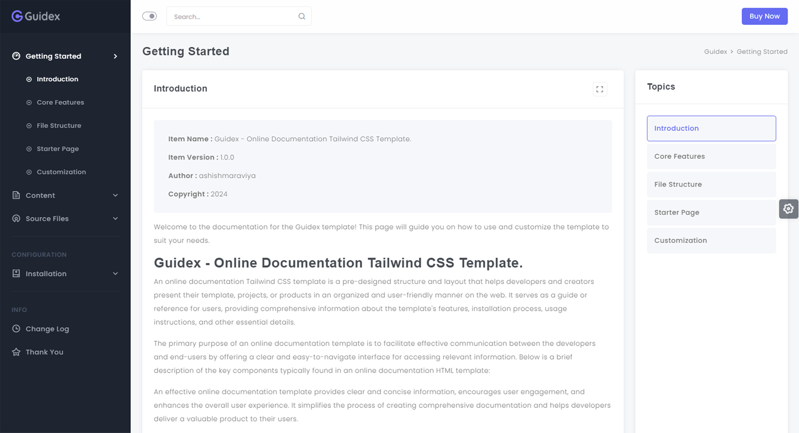 Guidex - Online Documentation Tailwind CSS Template.
