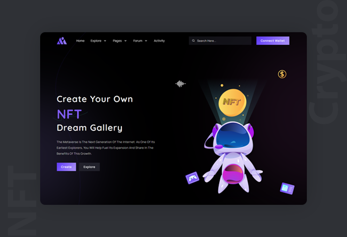 Infy - NFT and Crypto Marketplace HTML + Tailwind CSS Template.